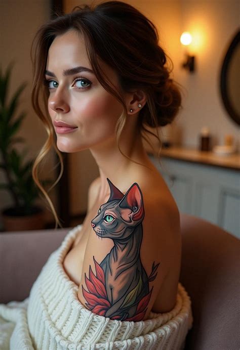 Sphynx Cat Tattoo Art Cozy Vibes