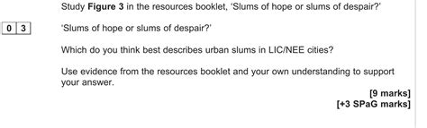 Gcse Aqa Geography Urban Issues And Challenges Study Figure 3 In The