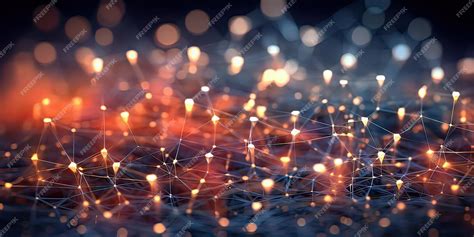 Premium Photo Abstract Blue Gold Technology Background With A Cyber Network Grid And Connected