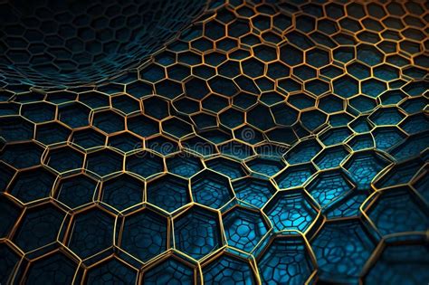 Nanotechnology Structure Of Hexagonal Nano Material Macro Abstract Futuristic Network Of