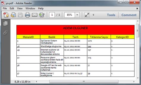 Adem OLGUNER itexsharp kullanarak Pdf dosya çıktısı oluşturma