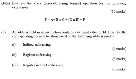 Solved Q4 A Illustrate The Stack Zero Addressing Format Chegg Com
