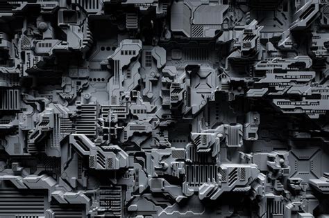 Premium Photo 3d Illustration Abstract Geometric Tech Pattern Grunge Textured Wallpaper