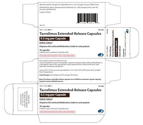 Dailymed Tacrolimus Tacrolimus Extended Release Capsules Capsule
