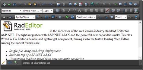 Telerik Web Forms Editor Overview Telerik Ui For Aspnet Ajax
