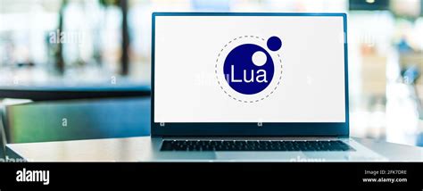 Poznan Pol Apr 15 2021 Laptop Computer Displaying Logo Of Lua A Lightweight High Level