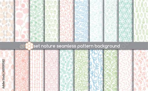 Set Nature Seamless Patterns Pattern Swatches Included For Illustrator User Pattern Swatches