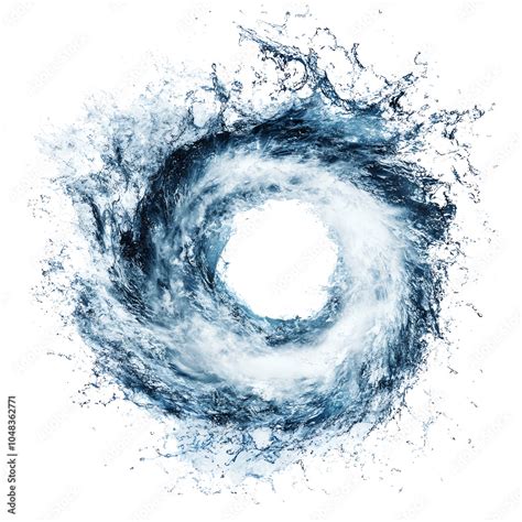 Dynamic Water Splash Forming A Vortex In Mid Air With White Foam And Blue Hues Creating An