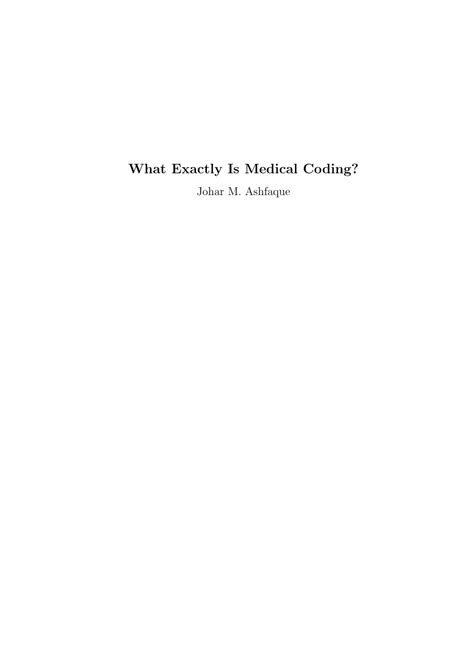 Pdf What Exactly Is Medical Coding