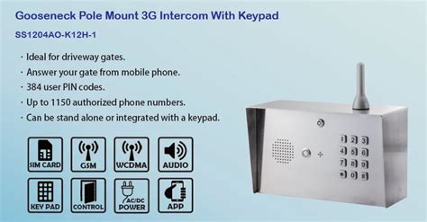 4g Keypad Driveway Intercom For Goose Neck Mount Buy Gsm Intercom