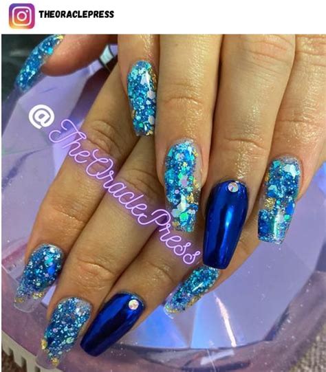 53 Blue Nail Designs With Glitter Nerd About Town