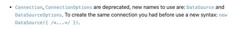 The Deprecatedalias `connectionoptions` Type Is No Longer Exported From `typeorm` · Issue 8837