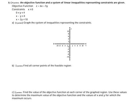 Solved An Objective Function Amd A System Of Linear Chegg