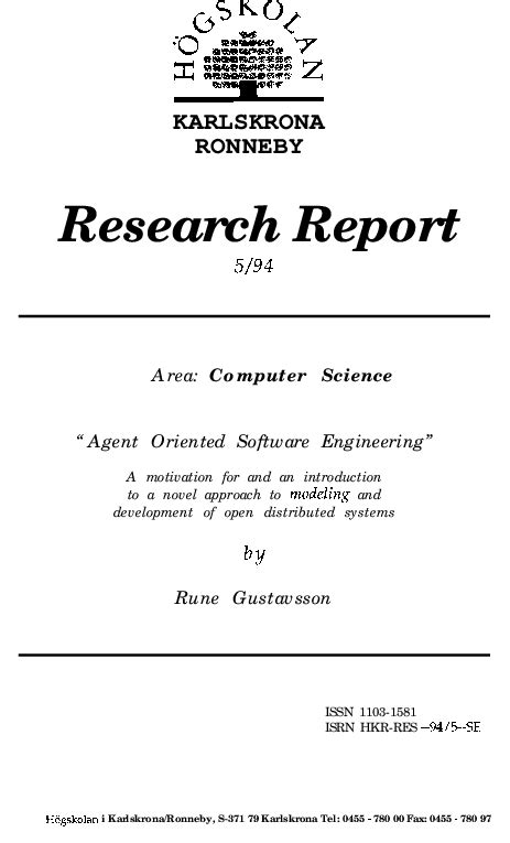 Pdf Agent Oriented Software Engineering