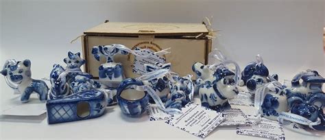 Набор елочных игрушек гжель 25 шт Украсить коробку Ёлочные игрушки Дед мороз