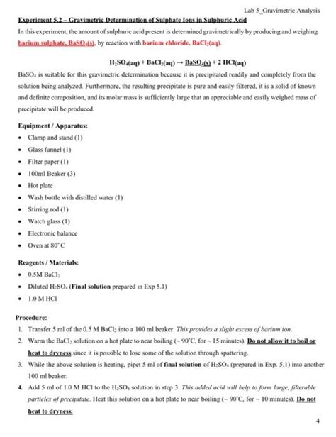 Solved Lab 5 Gravimetric Analysis Experiment 52 Gravimetric
