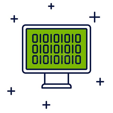 Filled Outline Binary Code Icon Isolated On White Background Vector