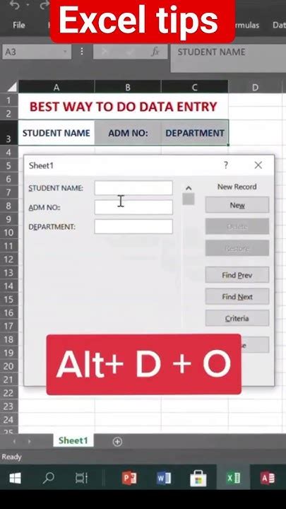 Excel Data Entry Shortcut Tips Excel Exceltutorial Shortvideo Shorts Shortsvideo