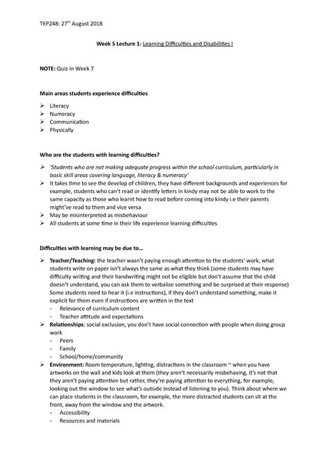tep248 w5 l1 detailed lecture notes tep248 27th august 2018 week 5