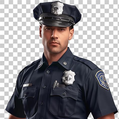 사진 을 찍기 위해 포즈 를 취 하는 경찰관 프리미엄 Psd 파일