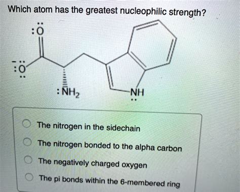 Which Atom Has The Greatest Nucleophilic Strength O O Nh2 Nh The Nitrogen In The