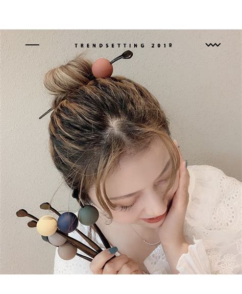 日系和风圆球发簪简约丸子头盘发器甜美少女森系头饰发叉发插簪子 虎窝淘