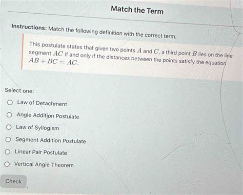 Solved Match The Term Instructions Match The Following Definition With The Correct Term This
