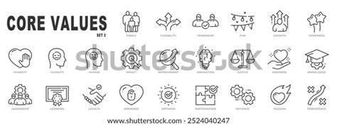 Set Core Values Related Icons Frendship Stock Vector Royalty Free Shutterstock