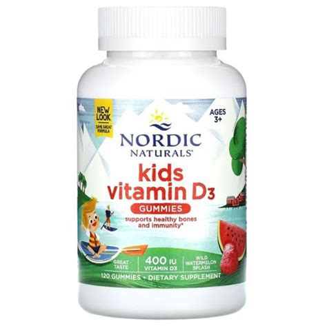 Nordic Naturals Vitamin D3 Kids Gummies Ages 3+ Wild Watermelon Splash ...