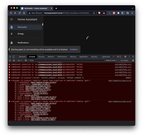 Dashboard Is Stuck On Loading Screen After Server Restart Issue UI Lovelace