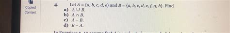 Solved Copied Let A A B C D E And B A B C D E F G H Chegg