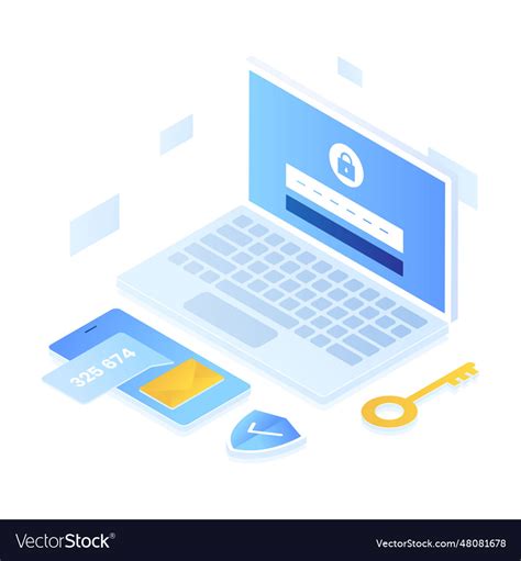 2 step authentication isometric style royalty free vector