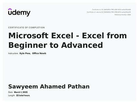 🎉 Excited To Share That I Have Successfully Completed The Microsoft Excel Excel From Beginner