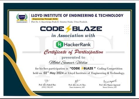 Mohd Sameeruddin On Linkedin Certificate Daily Hackerrank Update Gain