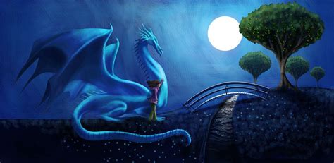 Dream Artwork Full Moon Dragon Dream Artwork Modern Fantasy Space
