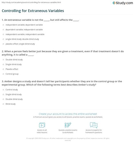 Controlling For Extraneous Variables