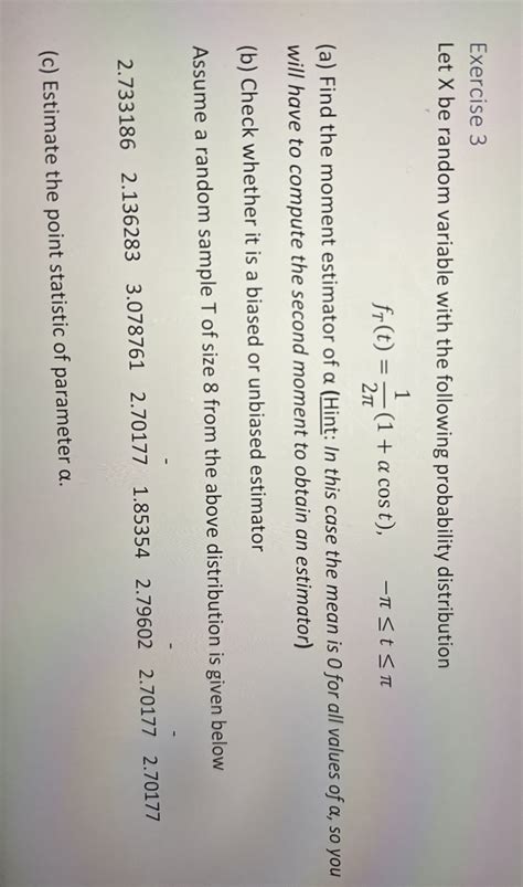 Solved Exercise 3let X Be Random Variable With The Following