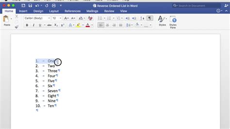 Reverse Order List in Word - YouTube