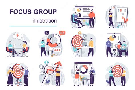 Premium Vector Focus Group Concept With Character Situations Mega Set