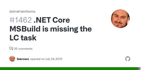 Net Core Msbuild Is Missing The Lc Task · Issue 1462 · Dotnet