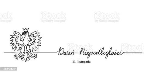 번역 폴란드 독립 기념일 11 월 11 팔 독수리의 코트 배너 폴란드 독립기념일 축하를 위한 연속 라인 드로잉 1회 폴란드에 대한 스톡 벡터 아트 및 기타 이미지 Istock