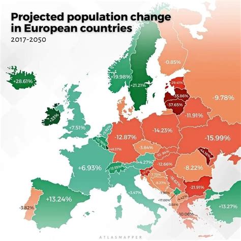 Evolution Démographique Projetée Dans Les Pays Européens R Mapporn