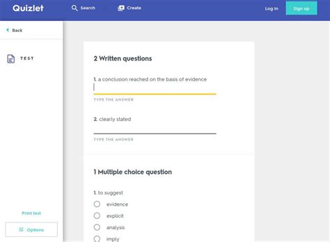 quizlet 8th grade evidence inference test unknown type for 6th 9th