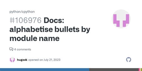 Docs Alphabetise Bullets By Module Name Issue 106976 Python