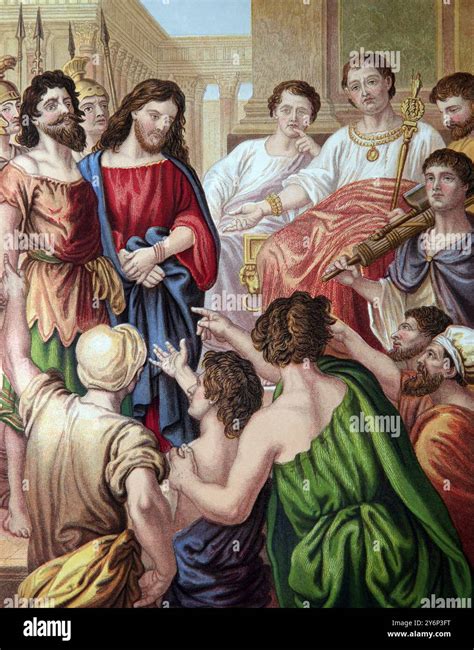 Illustration Of Jesus Christ Brought In Front Of Pontius Pilate Pilate