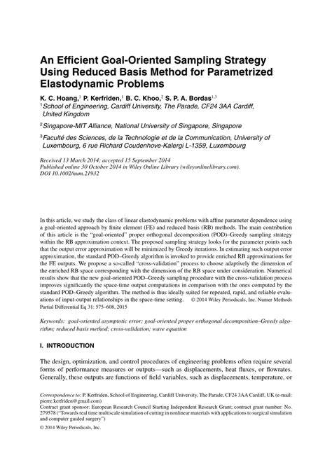 Pdf An Efficient Goal Oriented Sampling Strategy Using Reduced Basis