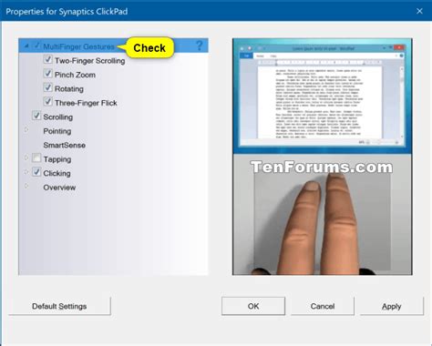 How To Enable Or Disable Touchpad MultiFinger Gestures In Windows Tutorials
