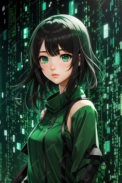 Premium Ai Image Binary Code Anime Girl Anime Futuristic Girl Cyber