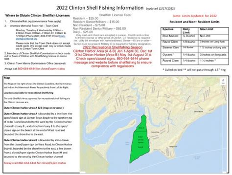 Recreational Shellfishing Map And Information Clinton Shellfish Commission