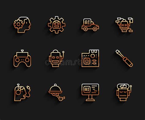 Set Line Robot Charging Battery Waiter Robot Humanoid Software Low Charge Screwdriver And